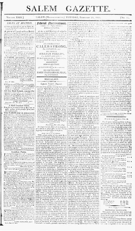 The Salem Gazette. February 28, 1815 - Digital Commonwealth