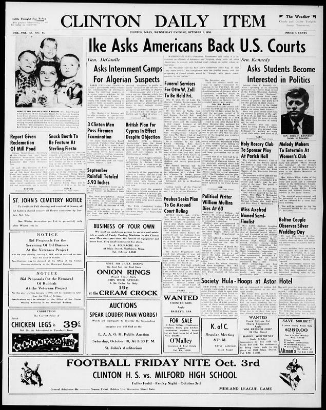 Clinton Daily Item. October 01, 1958 - Digital Commonwealth