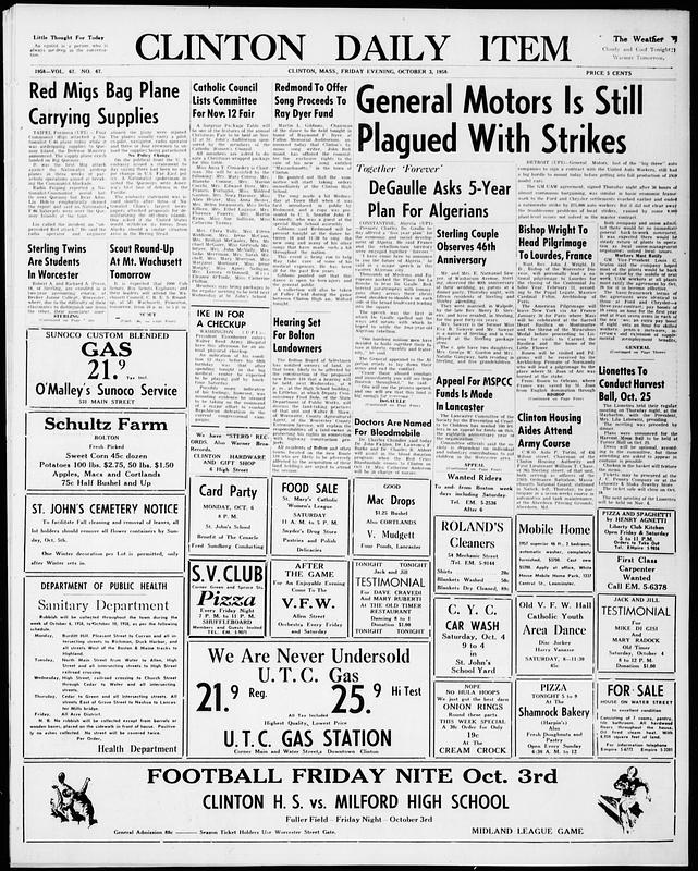 Clinton Daily Item. October 03, 1958 - Digital Commonwealth