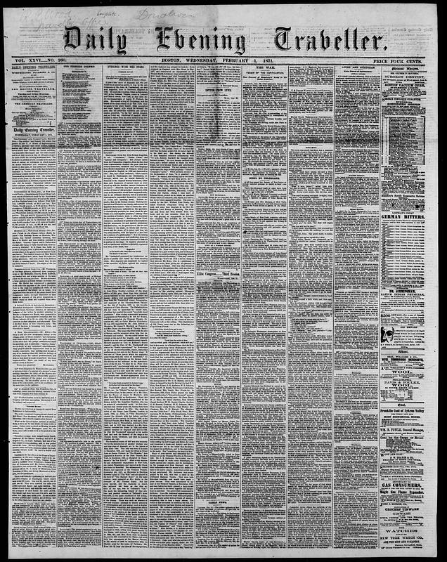 Daily Evening Traveller. February 01, 1871 - Digital Commonwealth