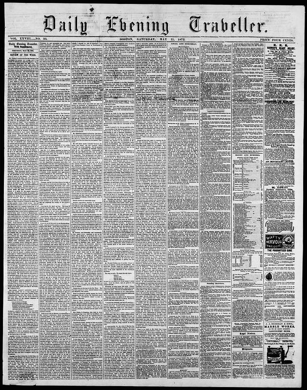 Daily Evening Traveller. May 11, 1872 - Digital Commonwealth