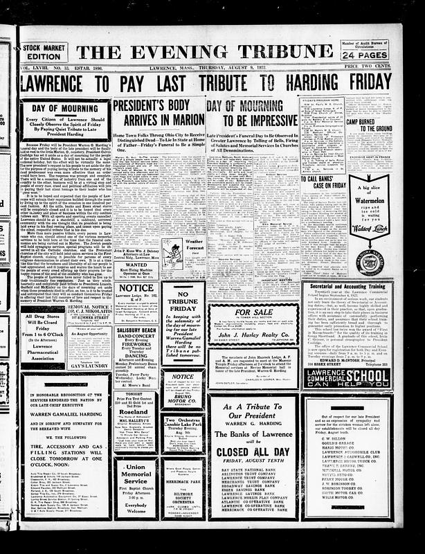 The Evening Tribune. August 09, 1923 - Digital Commonwealth
