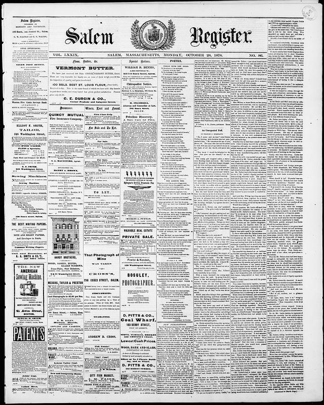 Salem Register. October 28, 1878 - Digital Commonwealth