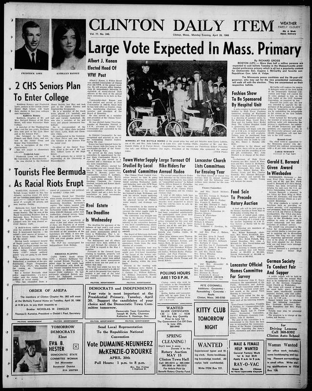 Clinton Daily Item. April 29, 1968 - Digital Commonwealth
