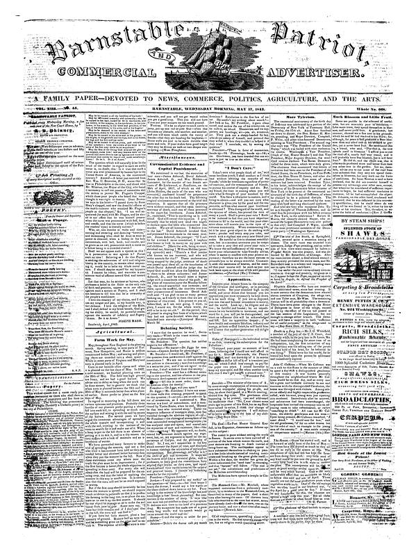 Barnstable Patriot, and Commercial Advertiser. May 17, 1843 - Digital ...