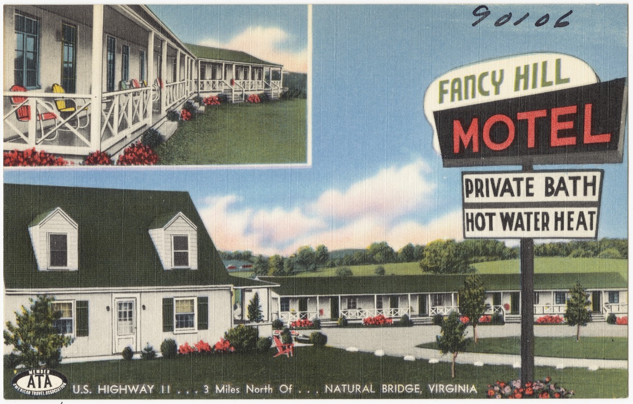 Fancy Hill Motel, U.S. Highway 11... 3 miles north of... Natural Bridge ...