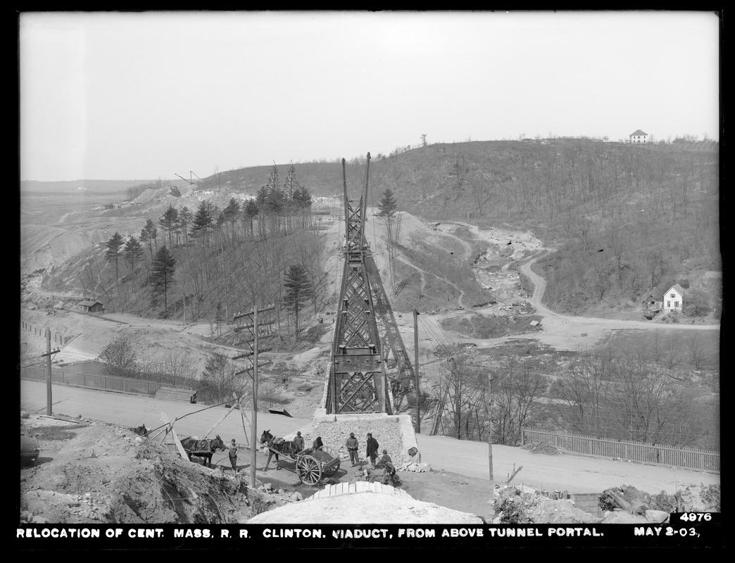 Relocation Central Massachusetts Railroad, viaduct from above tunnel ...
