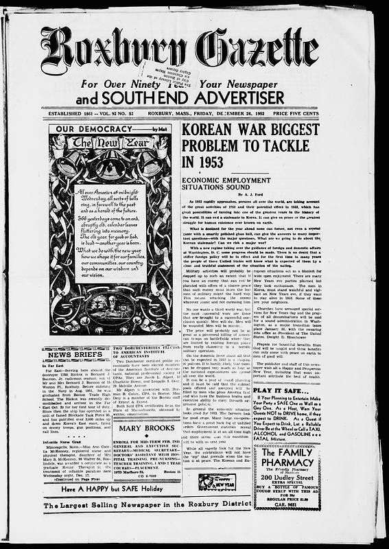 Roxbury Gazette and South End Advertiser. December 26, 1952 - Digital ...