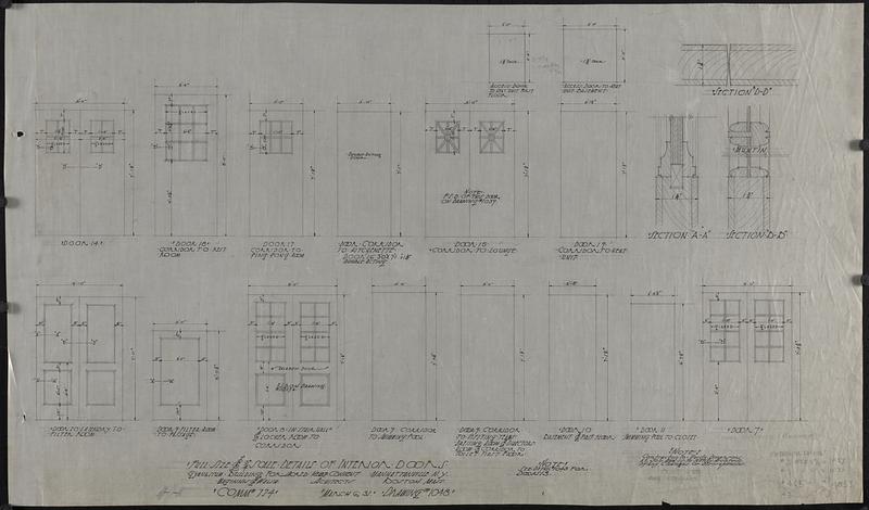 Full size and three-quarter inch scale details of interior doors ...