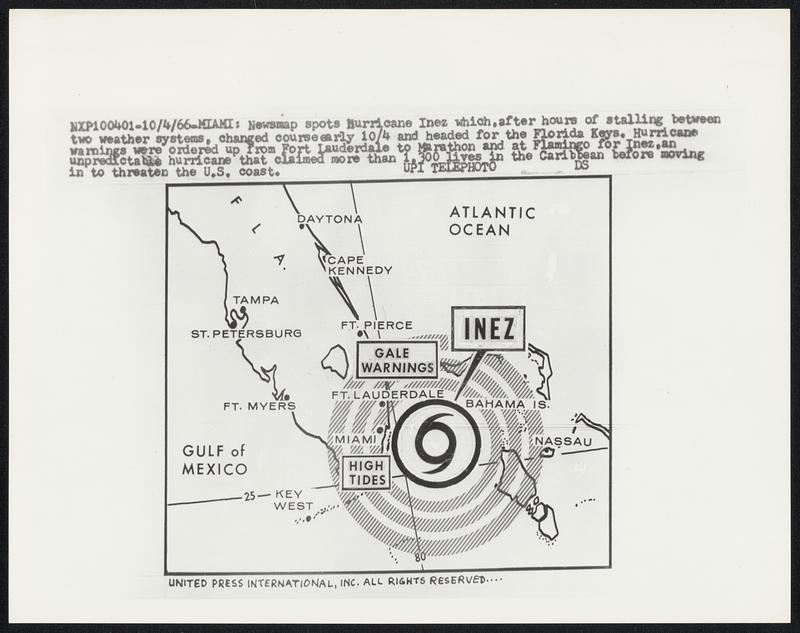 Miami: Newsmap spots hurricane Inez which, after hours of stalling ...