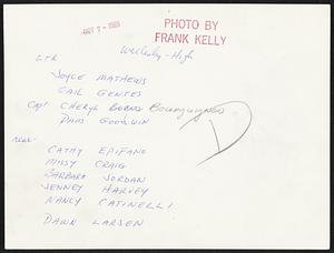 Wellesley High LtR Joyce Mathews, Gail Gentes, Capt. Cheryl Bourguignon ...