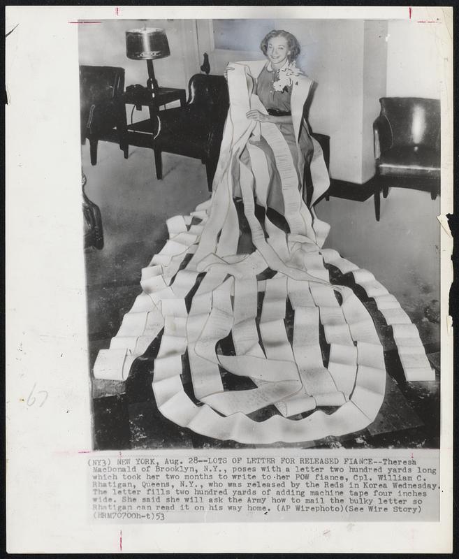 Lots of Letter for Released Fiance--Theresa MacDonald of Brooklyn, N.Y ...