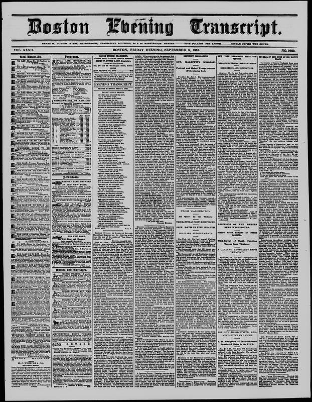 Boston Evening Transcript. September 06, 1861 - Digital Commonwealth