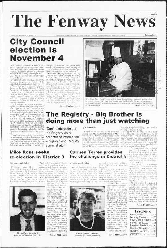 The Fenway News. October 03, 2003 - Digital Commonwealth