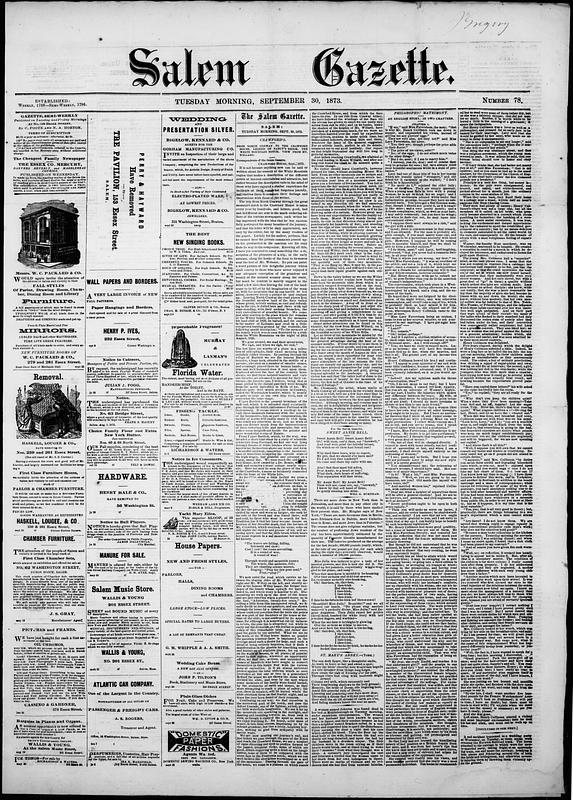 The Salem Gazette. September 30, 1873 - Digital Commonwealth