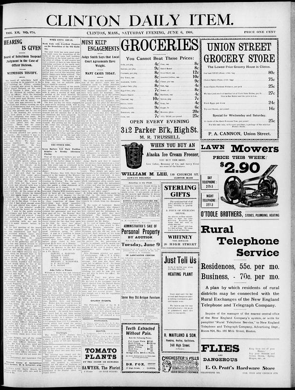 Clinton Daily Item. June 06, 1908 - Digital Commonwealth