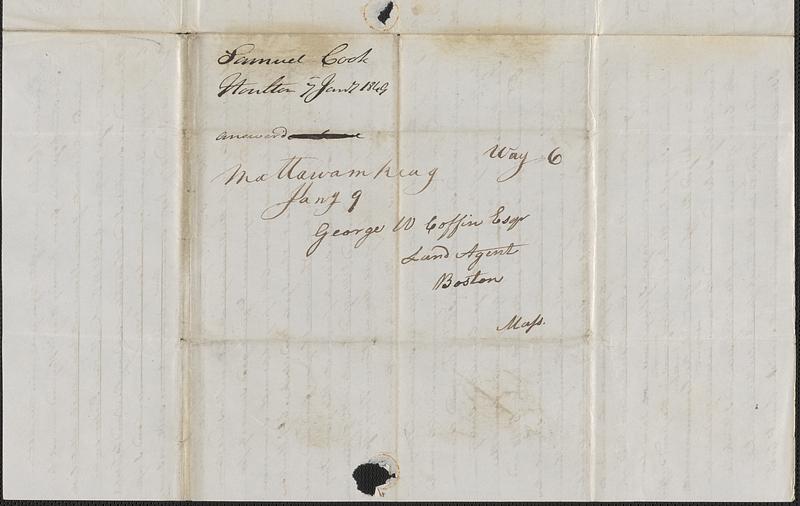 Samuel Cook to George Coffin, 9 January 1849 - Digital Commonwealth