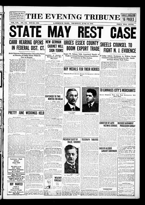 The Evening Tribune. June 19, 1919 - Digital Commonwealth