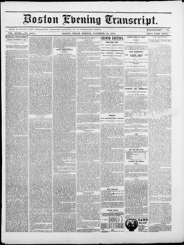 Boston Evening Transcript. November 19, 1875 - Digital Commonwealth