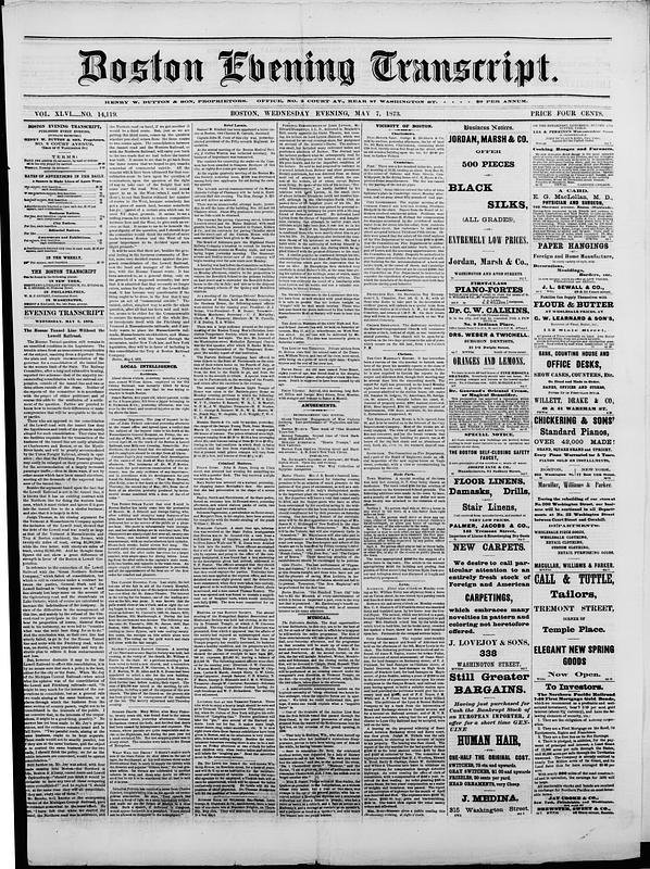 Boston Evening Transcript. May 07, 1873 - Digital Commonwealth