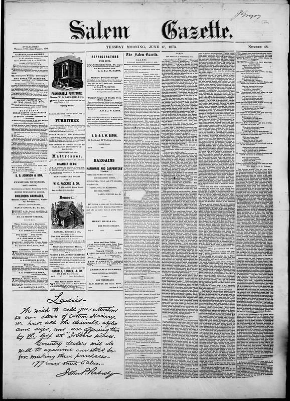 The Salem Gazette. June 17, 1873 - Digital Commonwealth