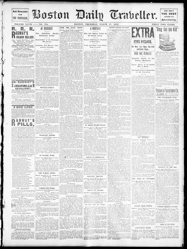 Boston Daily Traveller. March 17, 1892 - Digital Commonwealth