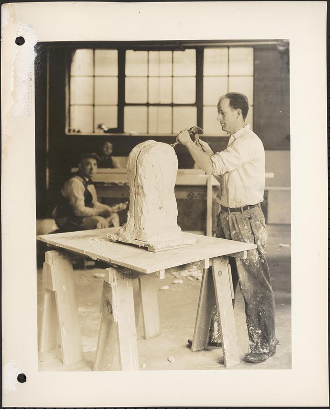 Robert Cecchini, steps in making of a plaster cast - Digital Commonwealth