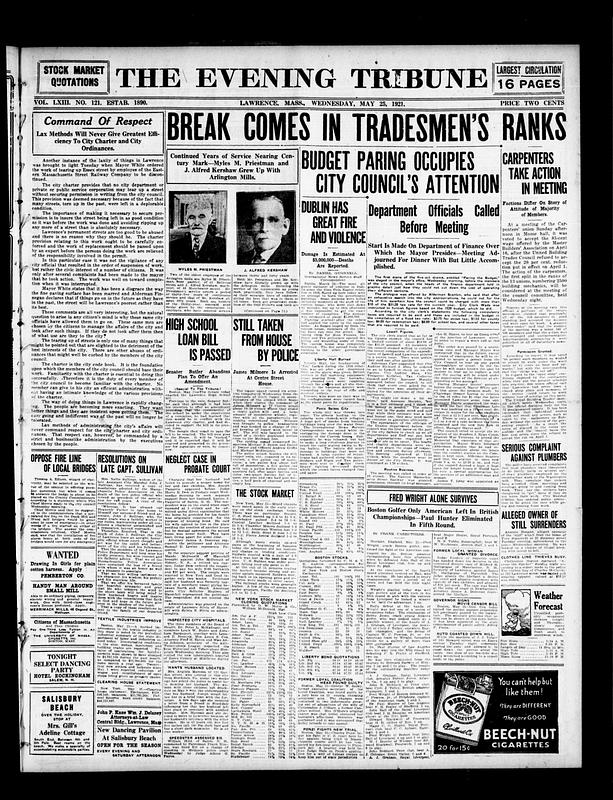 The Evening Tribune. May 25, 1921 - Digital Commonwealth