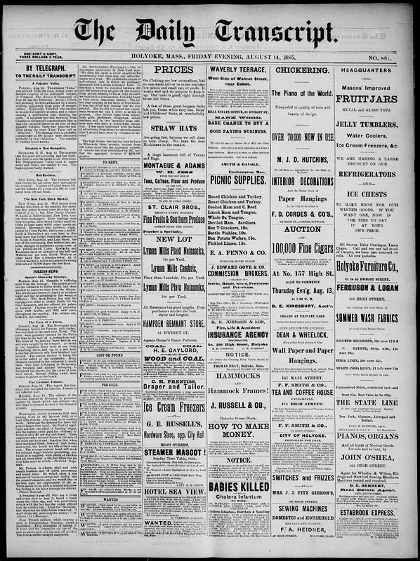 The Daily Transcript. August 14, 1885 - Digital Commonwealth