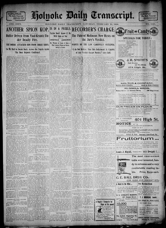 The Holyoke Daily Transcript. February 10, 1900 - Digital Commonwealth