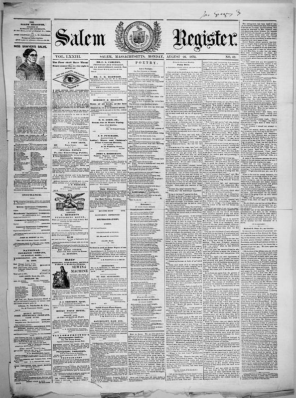 Salem Register. August 26, 1872 - Digital Commonwealth