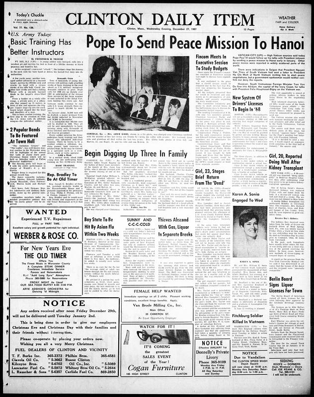 Clinton Daily Item. December 27, 1967 - Digital Commonwealth