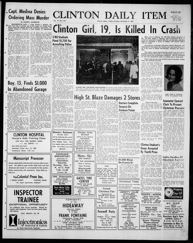 Clinton Daily Item. December 05, 1969 - Digital Commonwealth