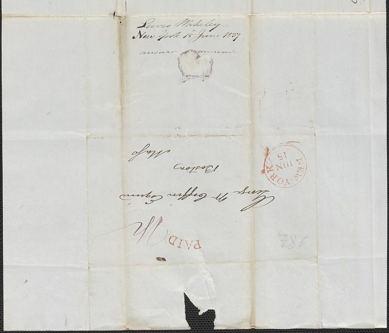 Lewis Wakeley to George Coffin, 15 June 1837 - Digital Commonwealth