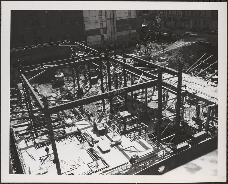 Construction of Boylston Building, Boston Public Library, oblique view ...
