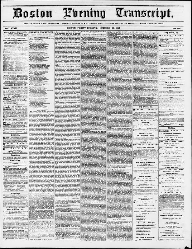 Boston Evening Transcript. October 10, 1856 - Digital Commonwealth
