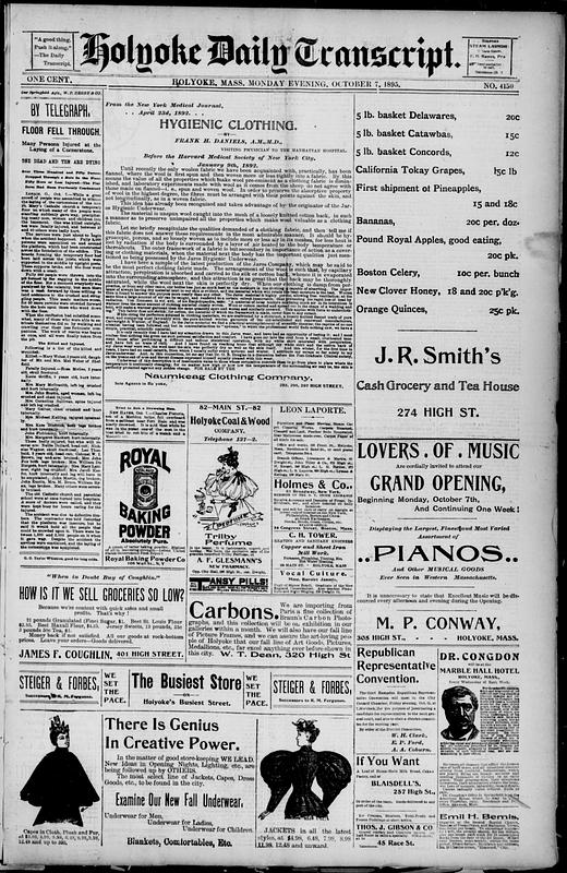 The Holyoke Daily Transcript. October 07, 1895 - Digital Commonwealth