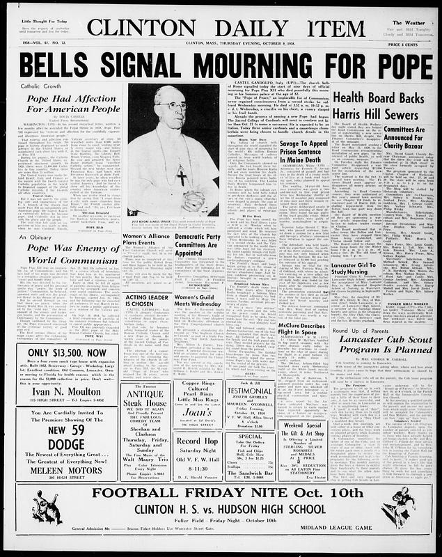 Clinton Daily Item. October 09, 1958 - Digital Commonwealth