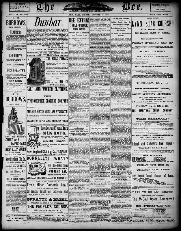 The Lynn Bee. October 08, 1886 - Digital Commonwealth