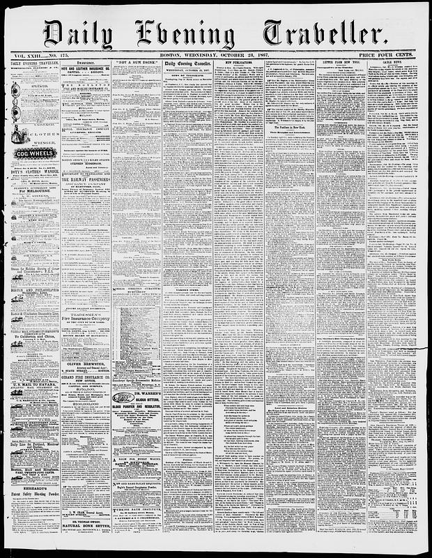 Daily Evening Traveller. October 23, 1867 - Digital Commonwealth