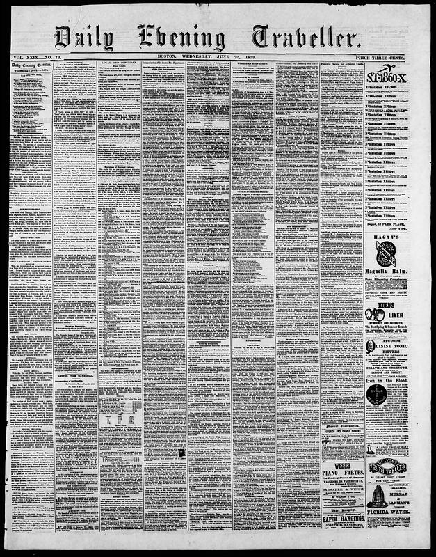 Daily Evening Traveller. June 25, 1873 - Digital Commonwealth