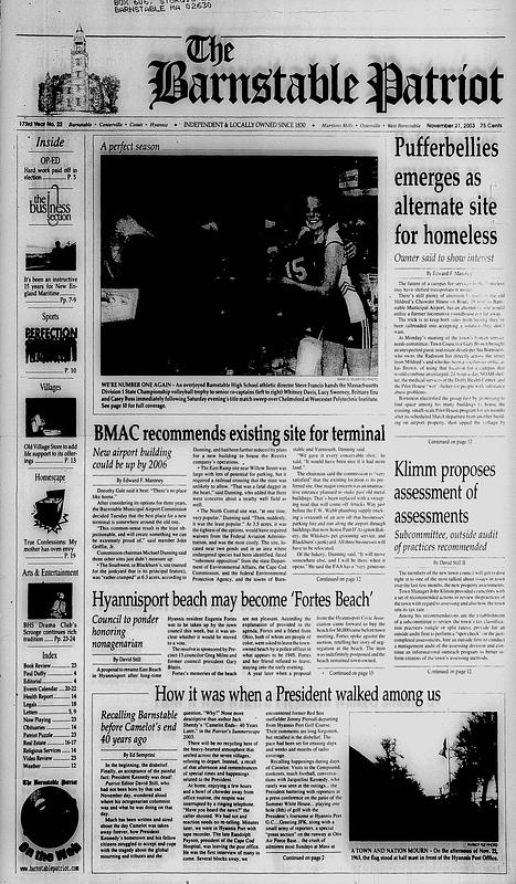 Barnstable Patriot. November 21, 2003 - Digital Commonwealth