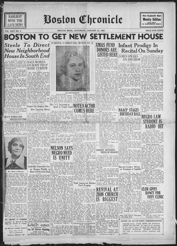 Boston Chronicle. January 21, 1939 - Digital Commonwealth