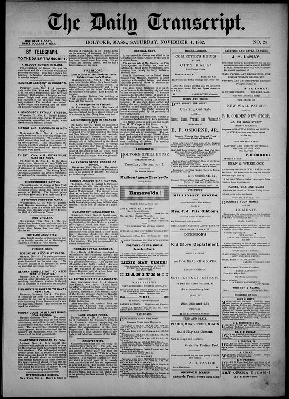 The Daily Transcript. November 04, 1882 - Digital Commonwealth