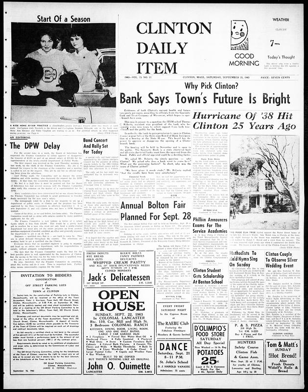Clinton Daily Item. September 21, 1963 - Digital Commonwealth