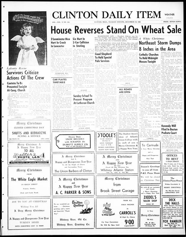 Clinton Daily Item. December 24, 1963 - Digital Commonwealth