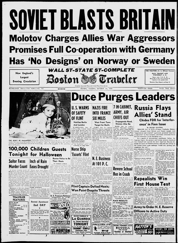 The Boston Traveler. October 31, 1939 - Digital Commonwealth