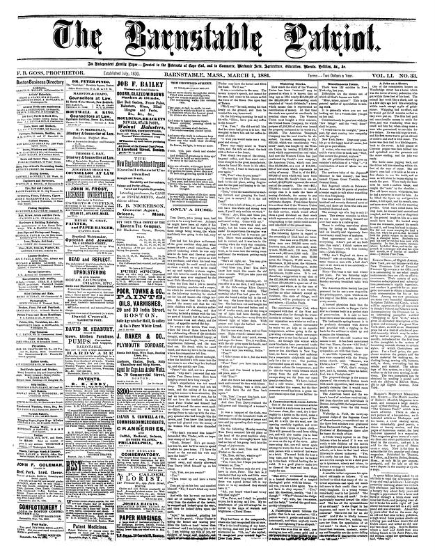 Barnstable Patriot. March 01, 1881 - Digital Commonwealth