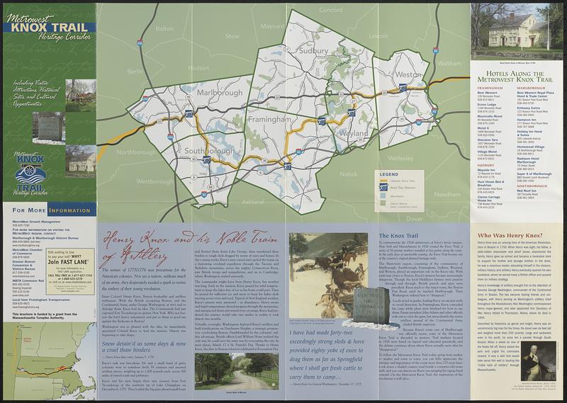 Metrowest Knox Trail heritage corridor : including visitor attractions ...