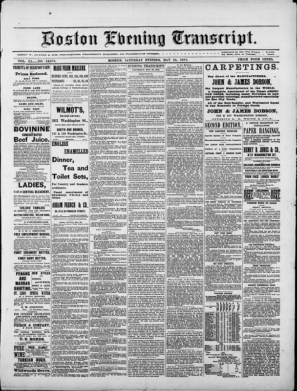 Boston Evening Transcript. May 25, 1878 - Digital Commonwealth